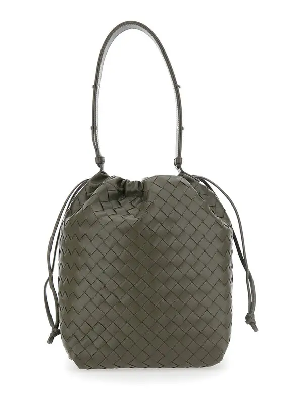 Bottega Veneta Intrecciato Leather Drawstring Shoulder Bag - Green