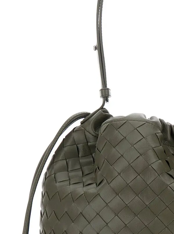 Bottega Veneta Intrecciato Leather Drawstring Shoulder Bag - Green