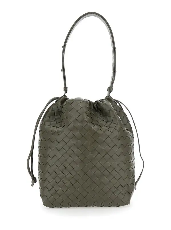 Bottega Veneta Intrecciato Leather Drawstring Shoulder Bag - Green
