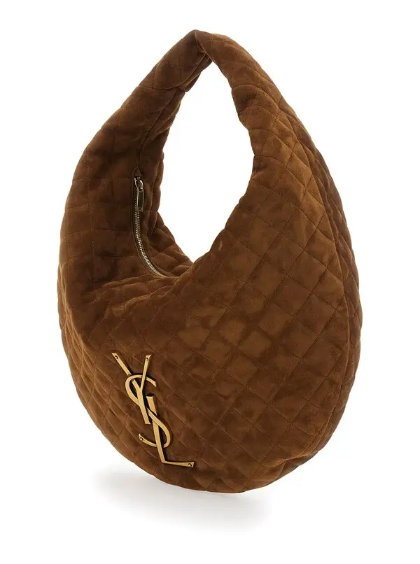 Saint Laurent Shoulder Bag 'icare' With Cassandre Plate On Front In Suede