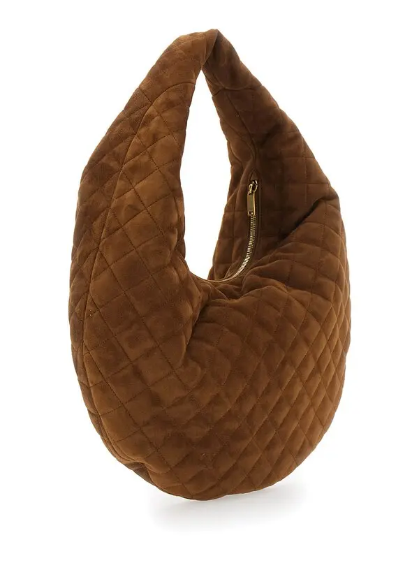 Saint Laurent Shoulder Bag 'icare' With Cassandre Plate On Front In Suede