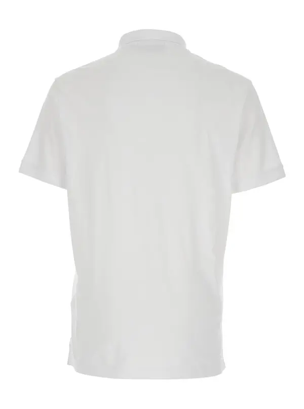 Stone Island White Polo With Classic Collar And Patch Logo On The Front In Stretch Cotton - Multicolor