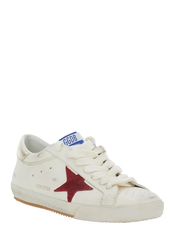 GOLDEN GOOSE Superstar' White Low Sneakers Vintage Effect With Gray Pull-tab In Leather