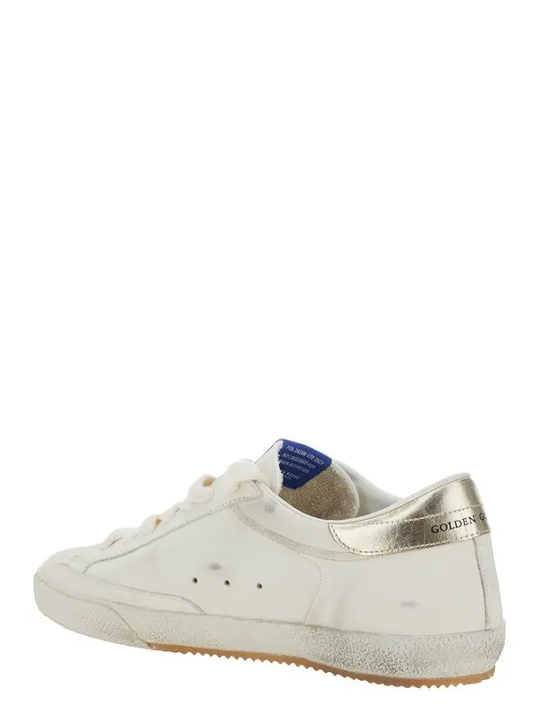 GOLDEN GOOSE Superstar' White Low Sneakers Vintage Effect With Gray Pull-tab In Leather