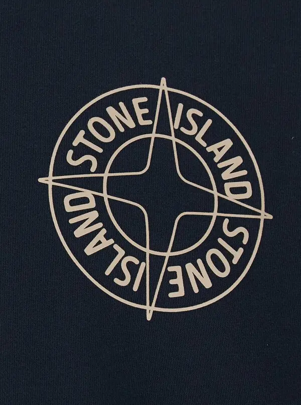 Stone Island Black Crewneck Sweatshirt With Logo Detail On The Front And Maxi Logo On The Rear In Cotton - Multicolor
