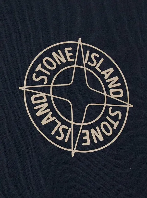 Stone Island Black Crewneck Sweatshirt With Logo Detail On The Front And Maxi Logo On The Rear In Cotton - Multicolor
