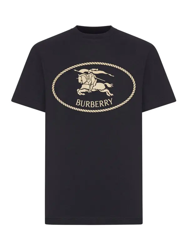 Burberry Cotton T-shirt With Front Logo - Black