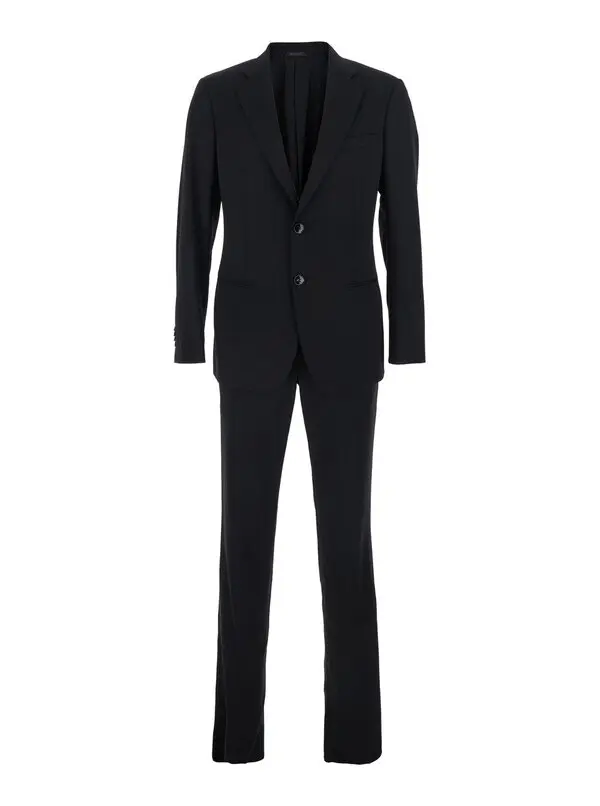 Giorgio Armani Black Single-breasted Suit With Notched Revers In Wool - Multicolor