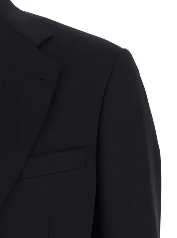 Giorgio Armani Black Single-breasted Suit With Notched Revers In Wool