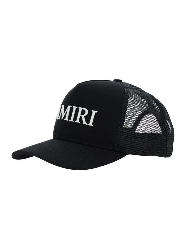 Amiri Black Hat With Leather Logo