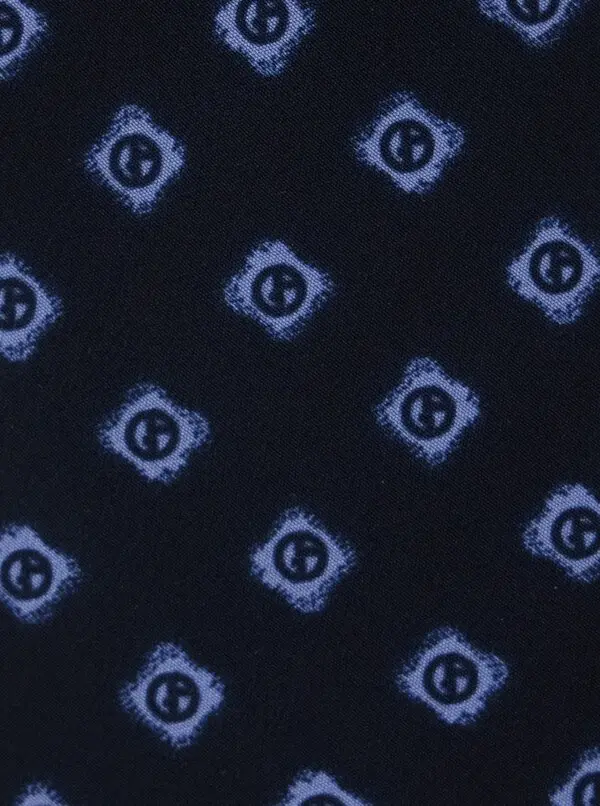 Giorgio Armani Blue Silk Tie With All-over Logo Print - Multicolor