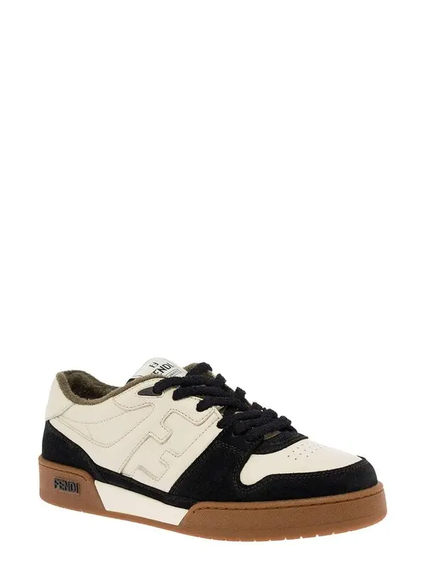Fendi Suede Low Top Sneakers With Raised Logo - Multicolor