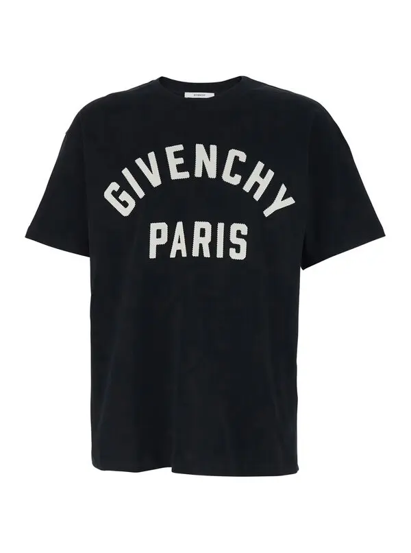 Givenchy T-shirt With Maxi Logo Lettering On The Front In Cotton For - Black