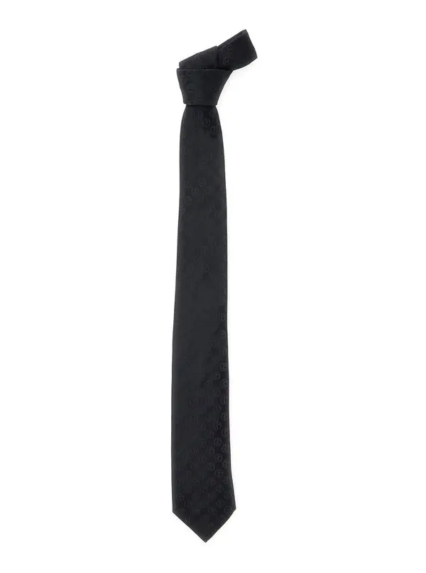 Giorgio Armani Blacktie With All-over Tonal Logo In Silk - Black