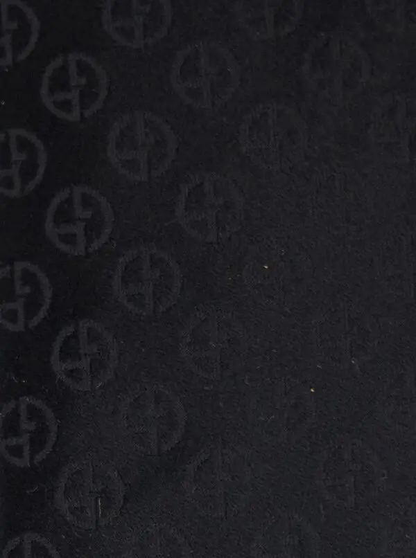 Giorgio Armani Silk Tie With All-over Tonal Logo - Black