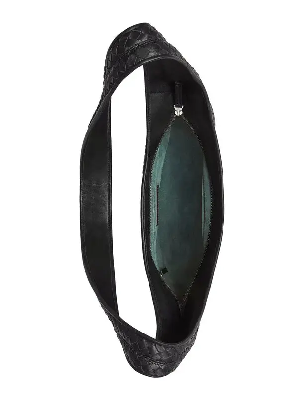 Bottega Veneta Bottega Shoulder Bag With Top Zip Closure And Leather Intreccio Motif For - Black