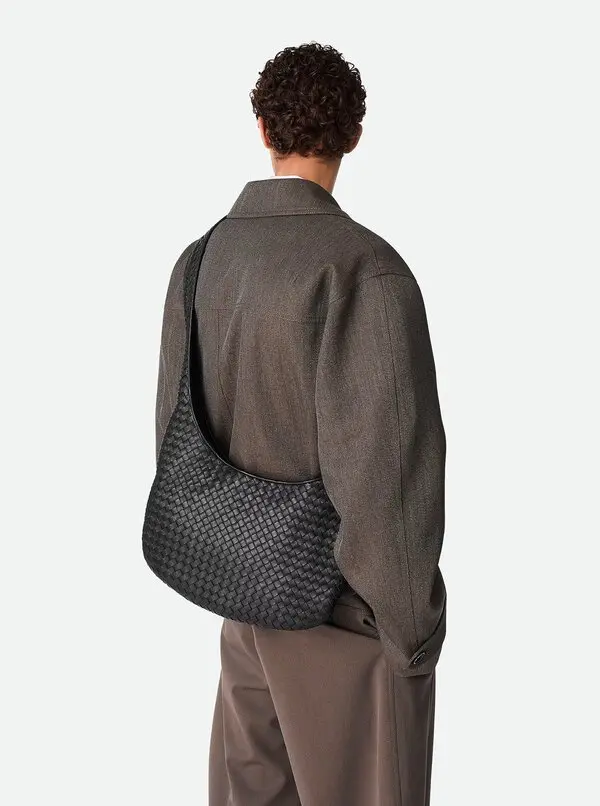 Bottega Veneta Bottega Shoulder Bag With Top Zip Closure And Leather Intreccio Motif For - Black