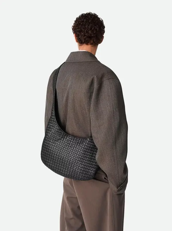 Bottega Veneta Intreccio Leather Shoulder Bag - Black