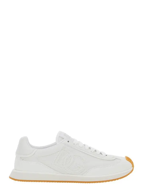 Dolce & Gabbana Low Top Sneakers With Logo Patch On The Tongue And Side In Leather For - White