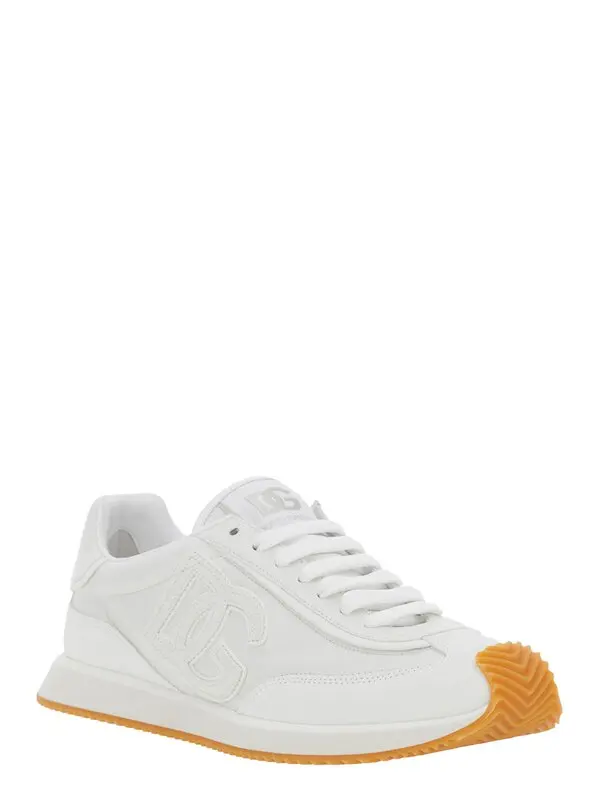 Dolce & Gabbana Low Top Sneakers With Logo Patch On The Tongue And Side In Leather For - White