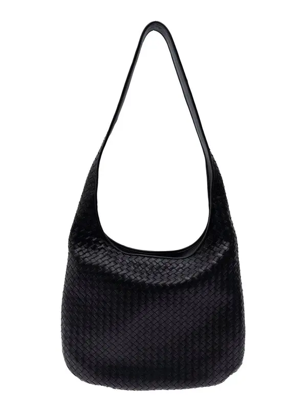 Bottega Veneta Black 'veneto' Crossbody Bag With Intreccio Motif In Leather For - Multicolor