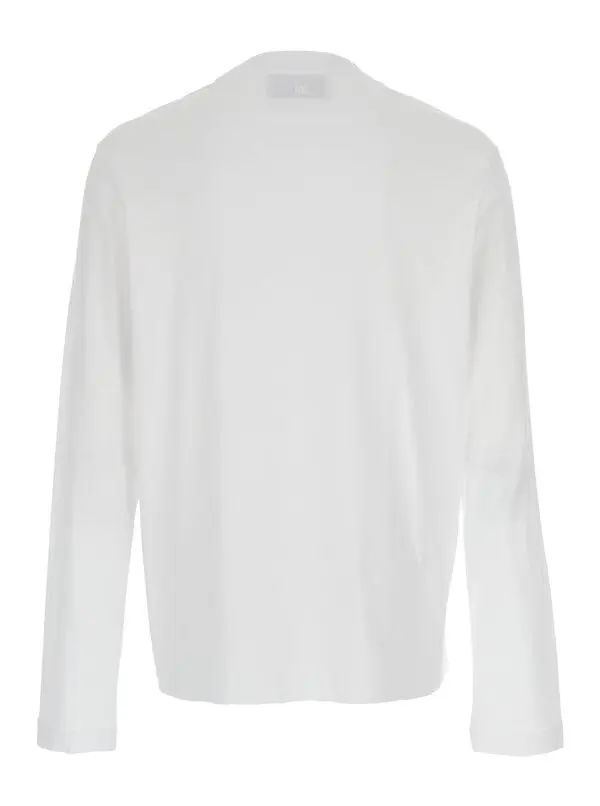 AMI Paris White Long-sleeve T-shirt With Logo On The Front In Cotton - Multicolor