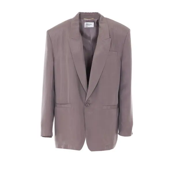 Saint Laurent Habotai Silk Jacket - Gray