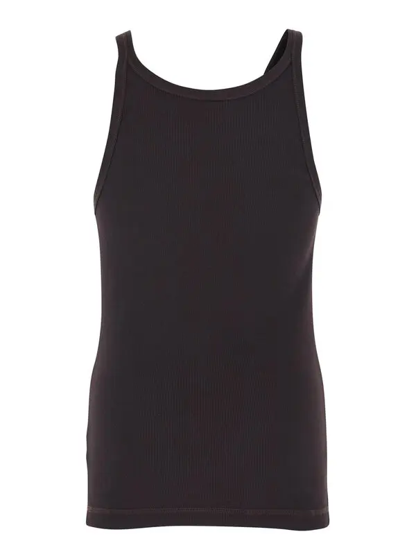 Dolce & Gabbana Brown Ribbed Crew Neck Top In Cotton For - Multicolor