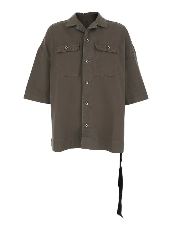 Rick Owens Magnum Tommy' Short Sleeve Button-up Shirt In Grey Cotton - Multicolor