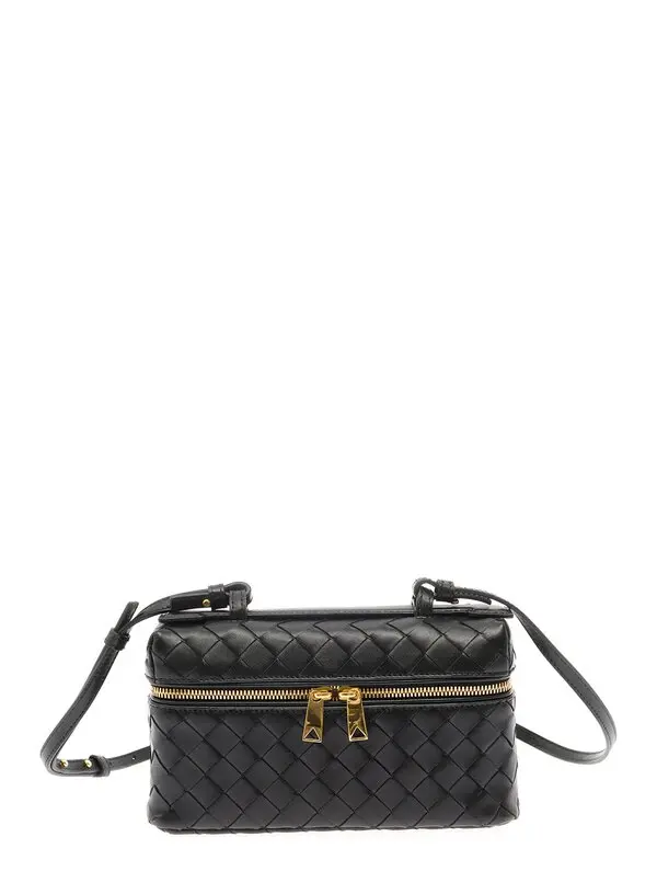 Bottega Veneta Crossbody Bag With Adjustable And Removable Strap And Intreccio Motif All-over In Leather For - Black