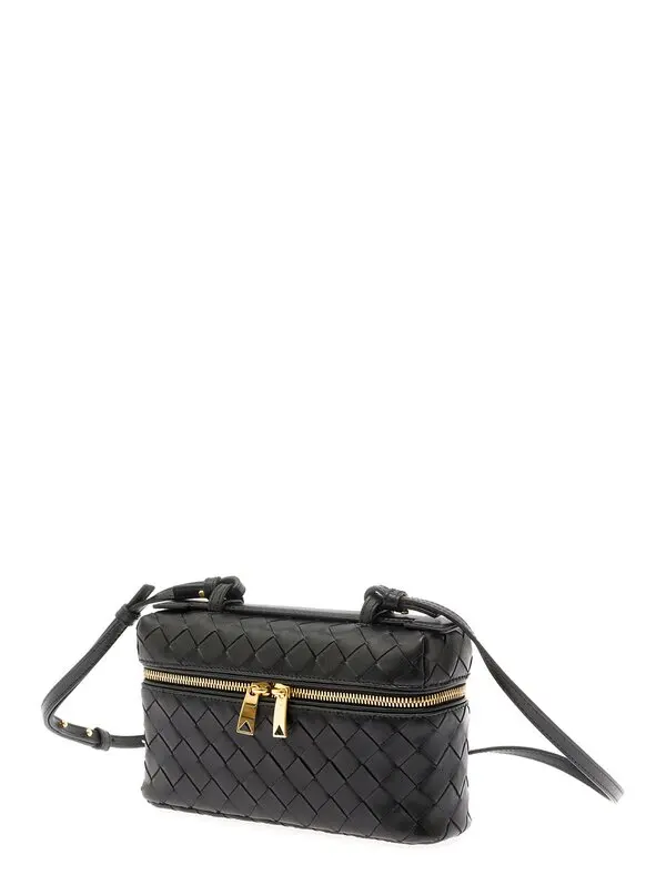 Bottega Veneta Intreccio Motif Leather Crossbody Bag - Black