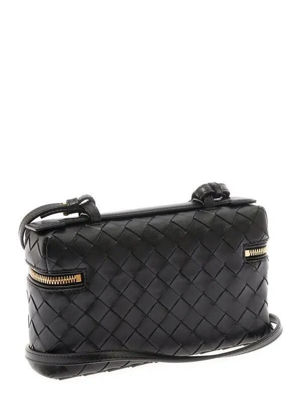 Bottega Veneta Intreccio Motif Leather Crossbody Bag - Black