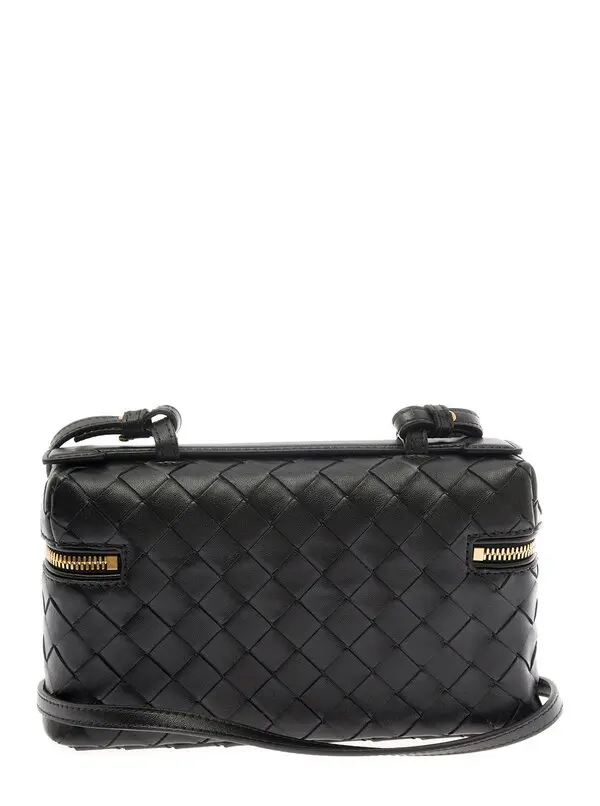 Bottega Veneta Intreccio Motif Leather Crossbody Bag - Black