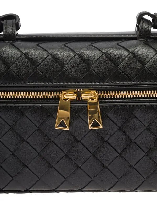 Bottega Veneta Intreccio Motif Leather Crossbody Bag - Black