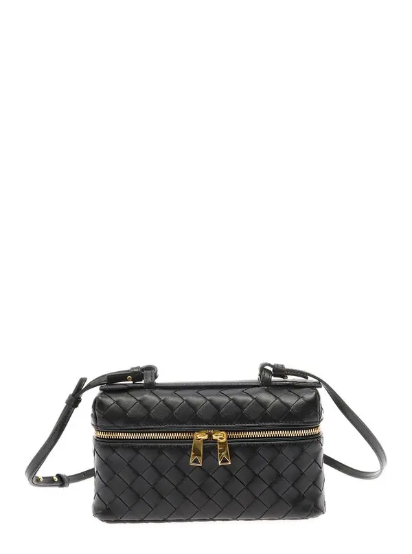 Bottega Veneta Intreccio Motif Leather Crossbody Bag - Black