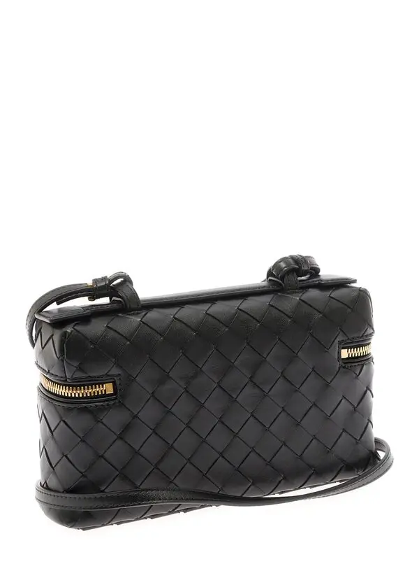 Bottega Veneta Intreccio Motif Leather Crossbody Bag - Black