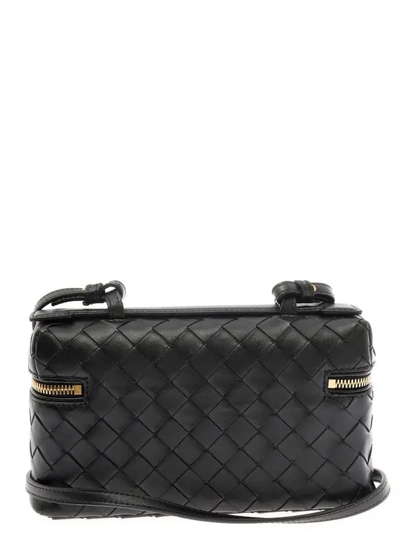 Bottega Veneta Intreccio Motif Leather Crossbody Bag - Black