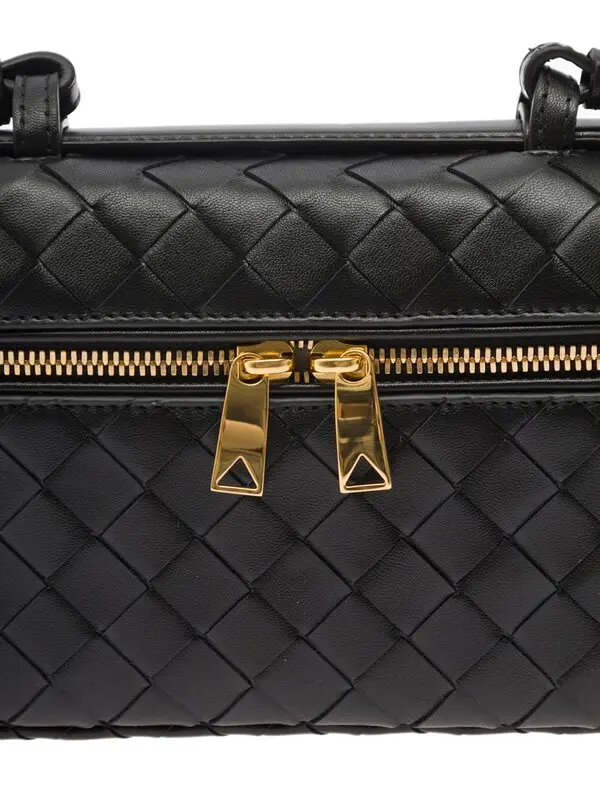 Bottega Veneta Intreccio Motif Leather Crossbody Bag - Black