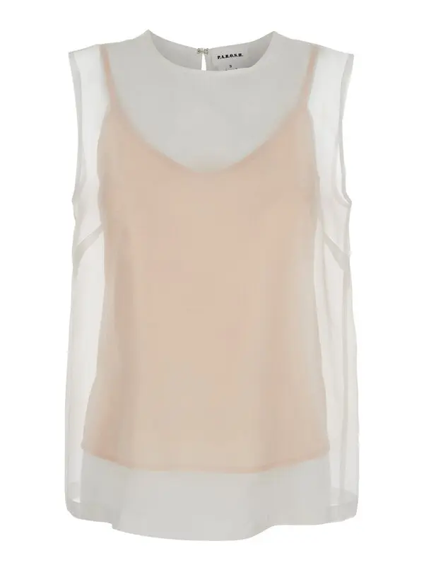 P.a.r.o.s.h White Silk Blouse With Semi-transparent Design For