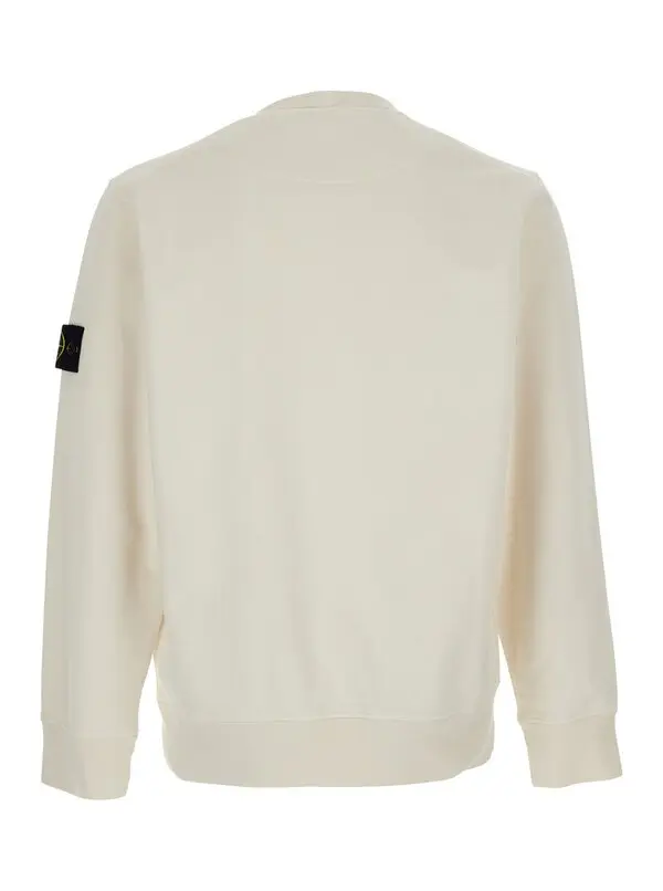 Stone Island Hooded Sweatshirt With Fixed Hood And Front Logo In White - Multicolor