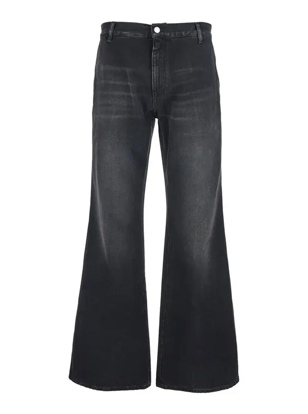 Amiri Black Jeans With Wide Leg And Logo Patch On The Back In Denim For - Multicolor
