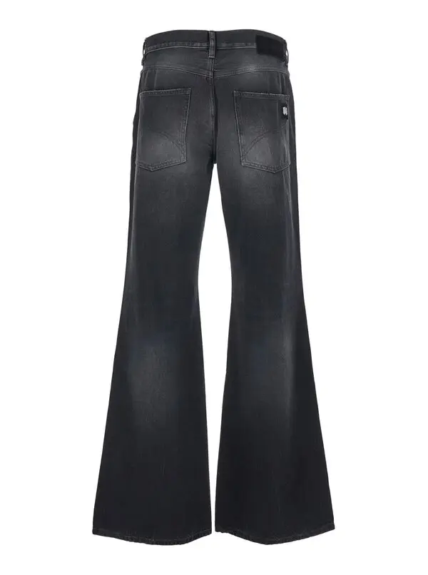 Amiri Black Jeans With Wide Leg And Logo Patch On The Back In Denim For - Multicolor