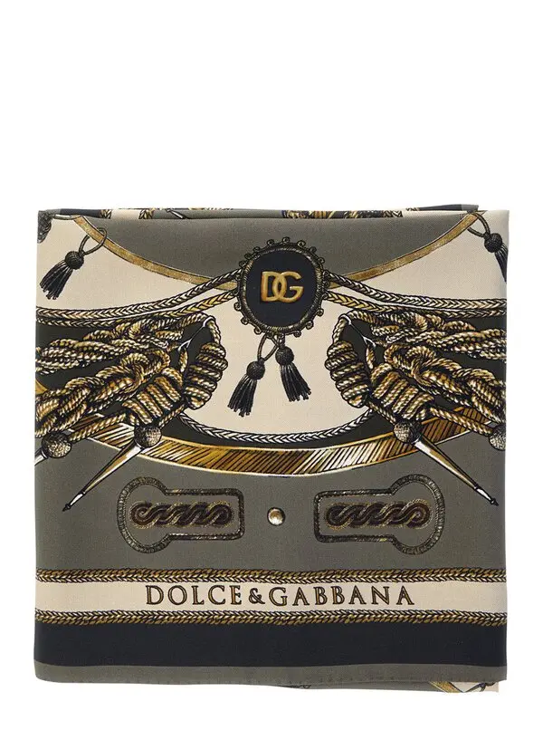 Dolce & Gabbana Printed Scarf For In Silk For - Gray