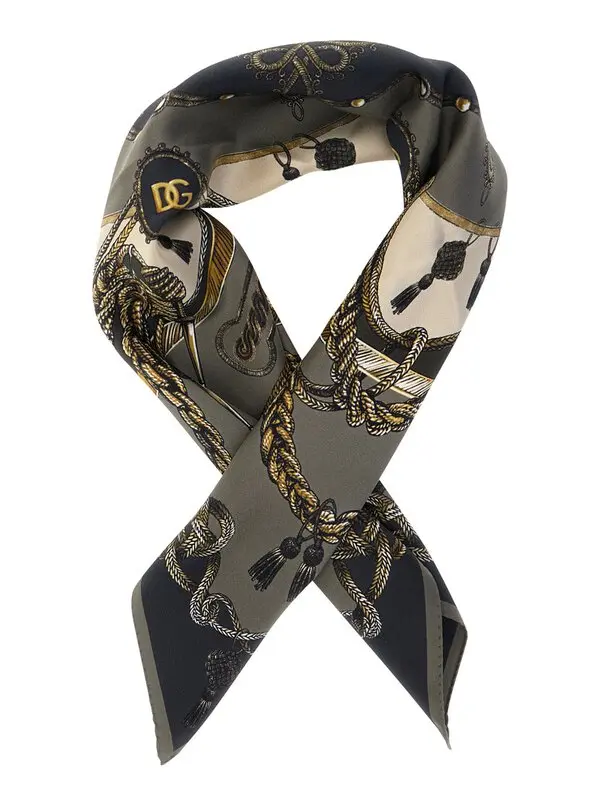 Dolce & Gabbana Printed Scarf For In Silk For - Gray