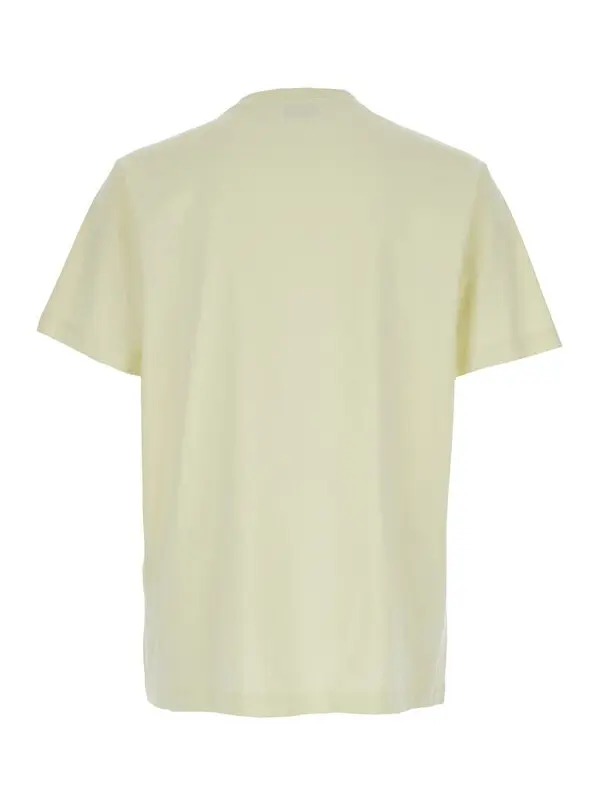 Off-White Light Yellow Crew Neck T-shirt With Logo On The Front In Cotton For