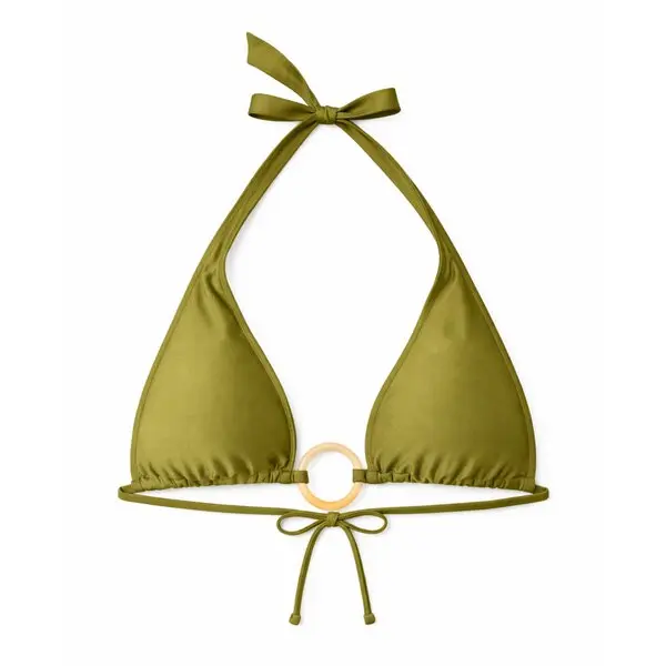 ACQUA PURA Juliana' Bikini Ring Top Silk Shiny Tequila - Green