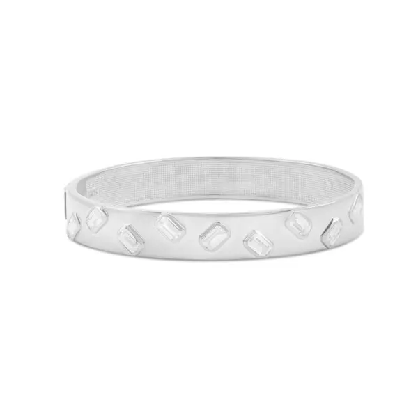 SHYMI Wide Emerald Bangle - Silver