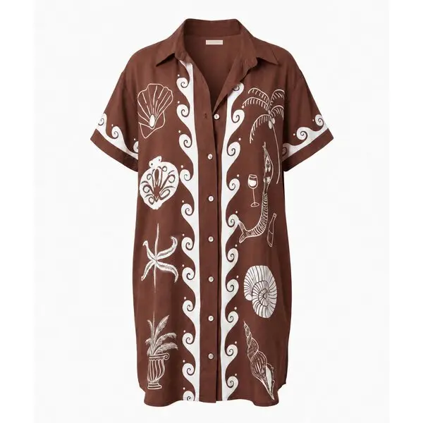 PALM COLLECTIVE Ocean Club Shirt Dress - Brown