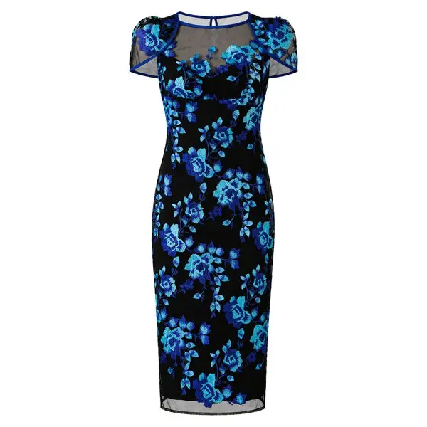 SACHA DRAKE Garnier Dress In Sapphire Aqua Rose