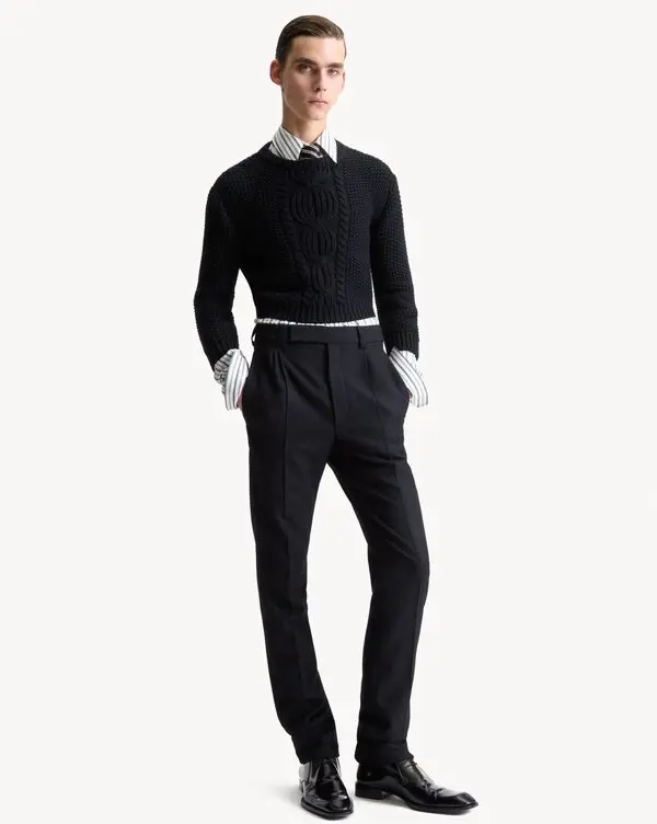 Saint Laurent Tapered Pants In Brushed Wool Flannel